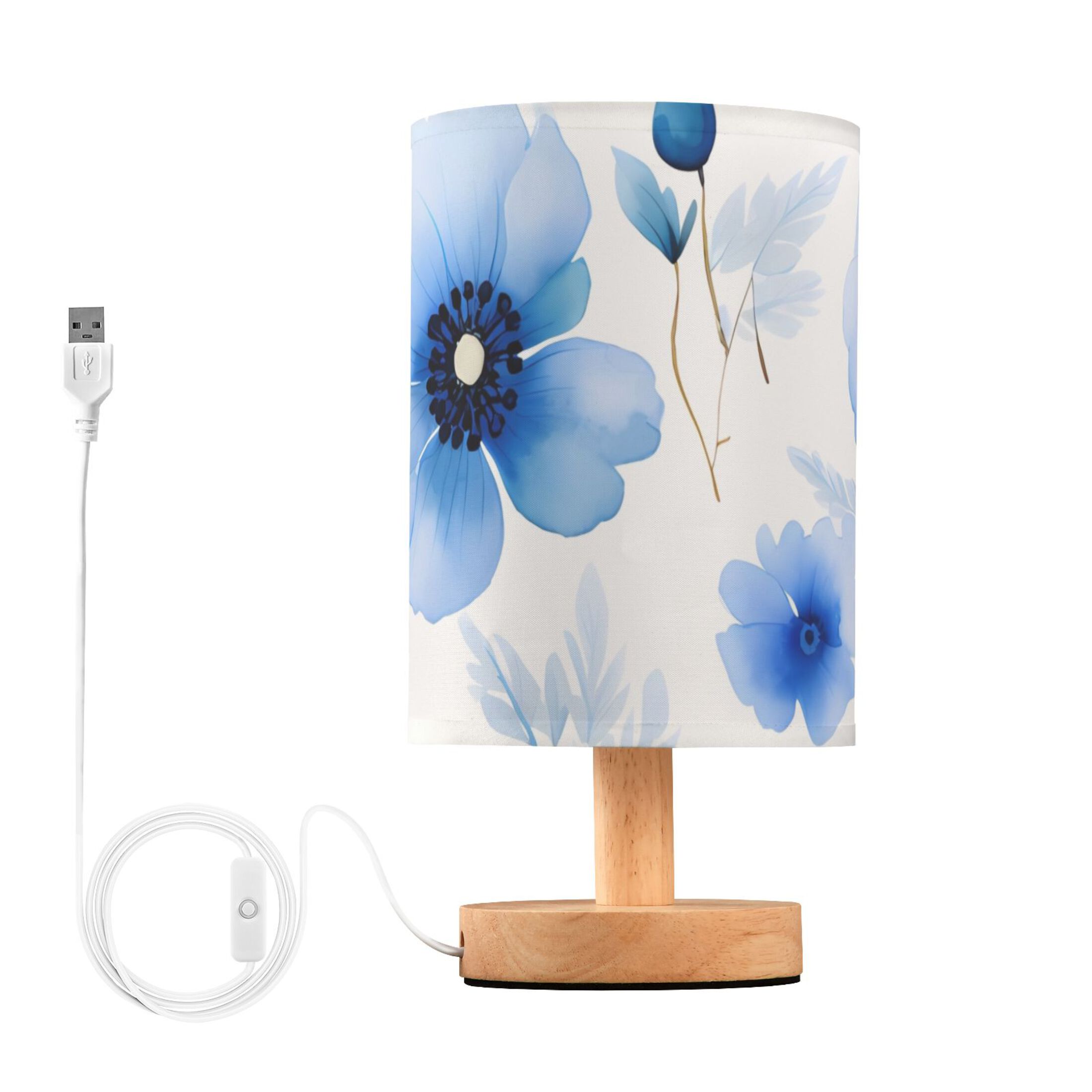 Abstract Flowers Bedside Table Lamp LED Warm Lights with USB Charging ...