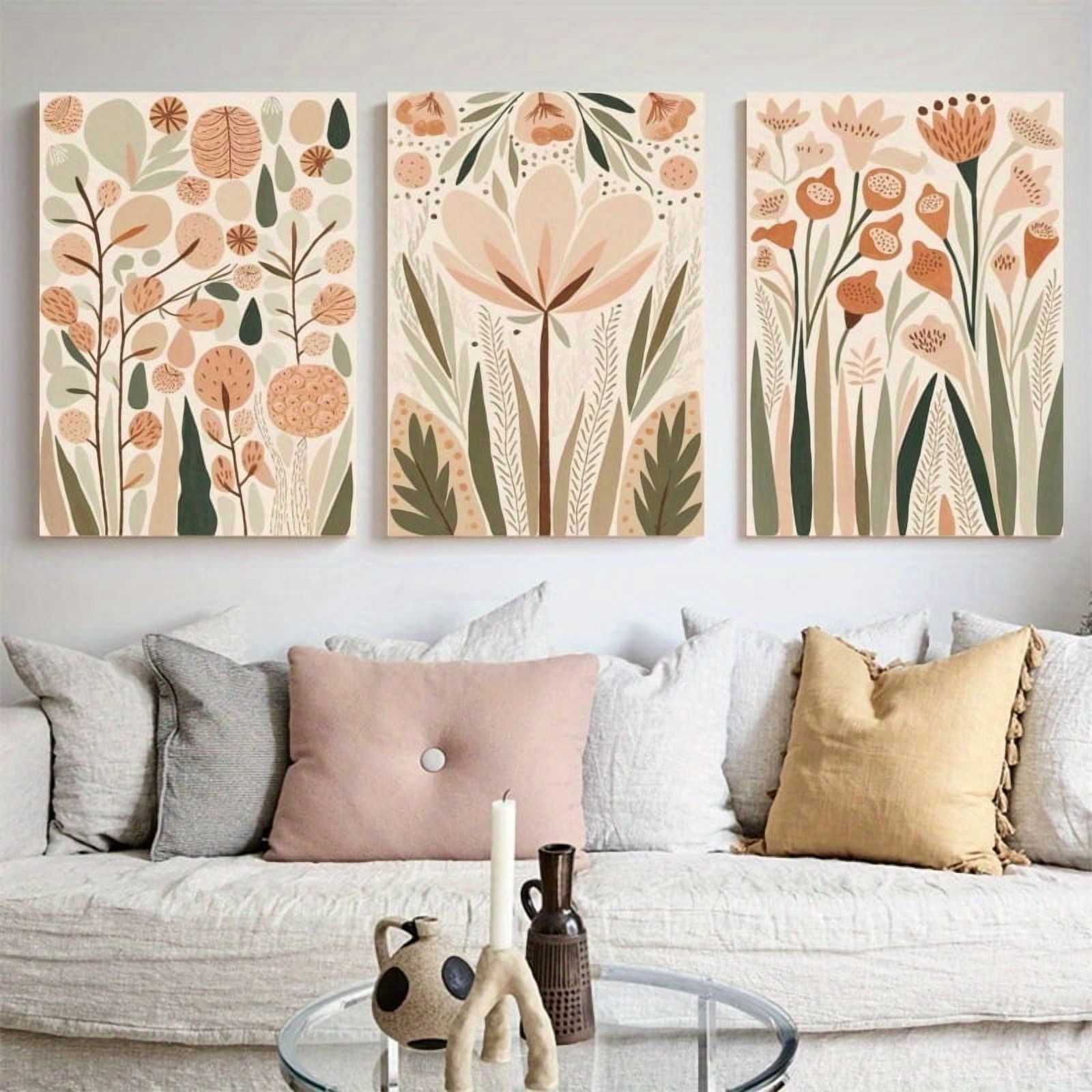 Abstract Flowers Canvas Wall Art 3pcs Unframed, Wall Decor for Bedroom ...