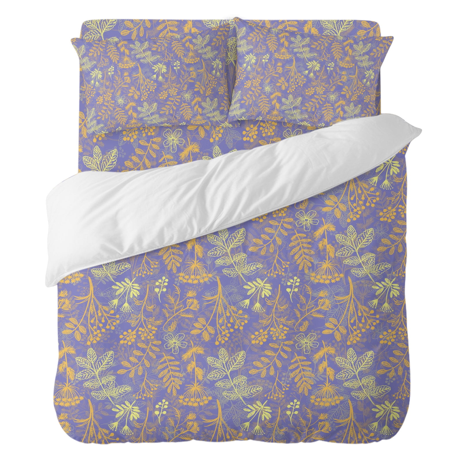 Abstract Flowers Comforter Set King Size, Orange Yellow Dandelion ...