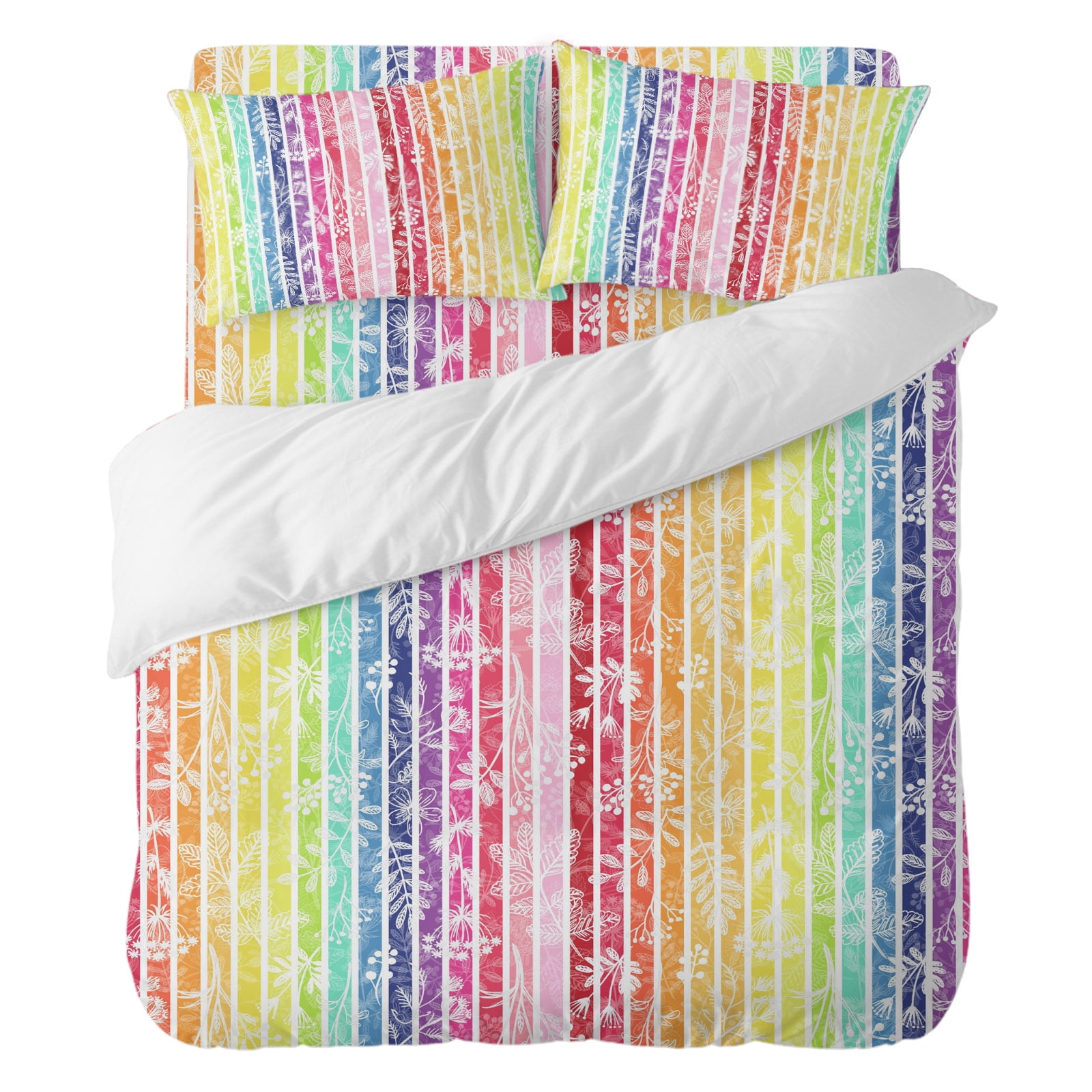 Abstract Flowers Comforter Set Queen Size, White Dandelion Lavender ...