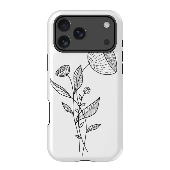 Abstract Flowers Doodle Black White Elegant Line Art Case for iPhone 17 ...