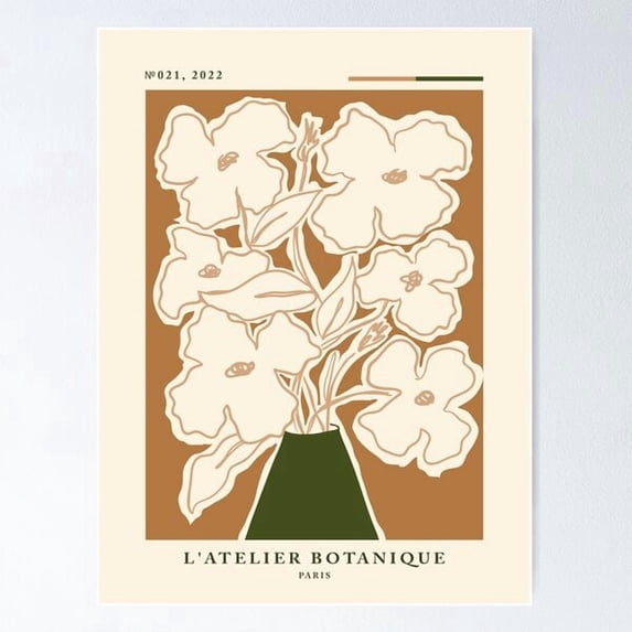 Abstract Flowers In A Vase Flower Market Paris Retro Poster Neutral ...