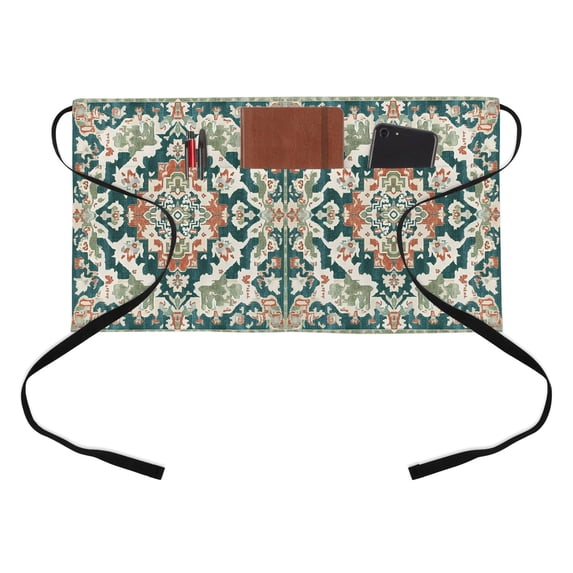 Abstract Flowers Kitchen Restaurant Half Waist Apron, Red Green Vintage ...