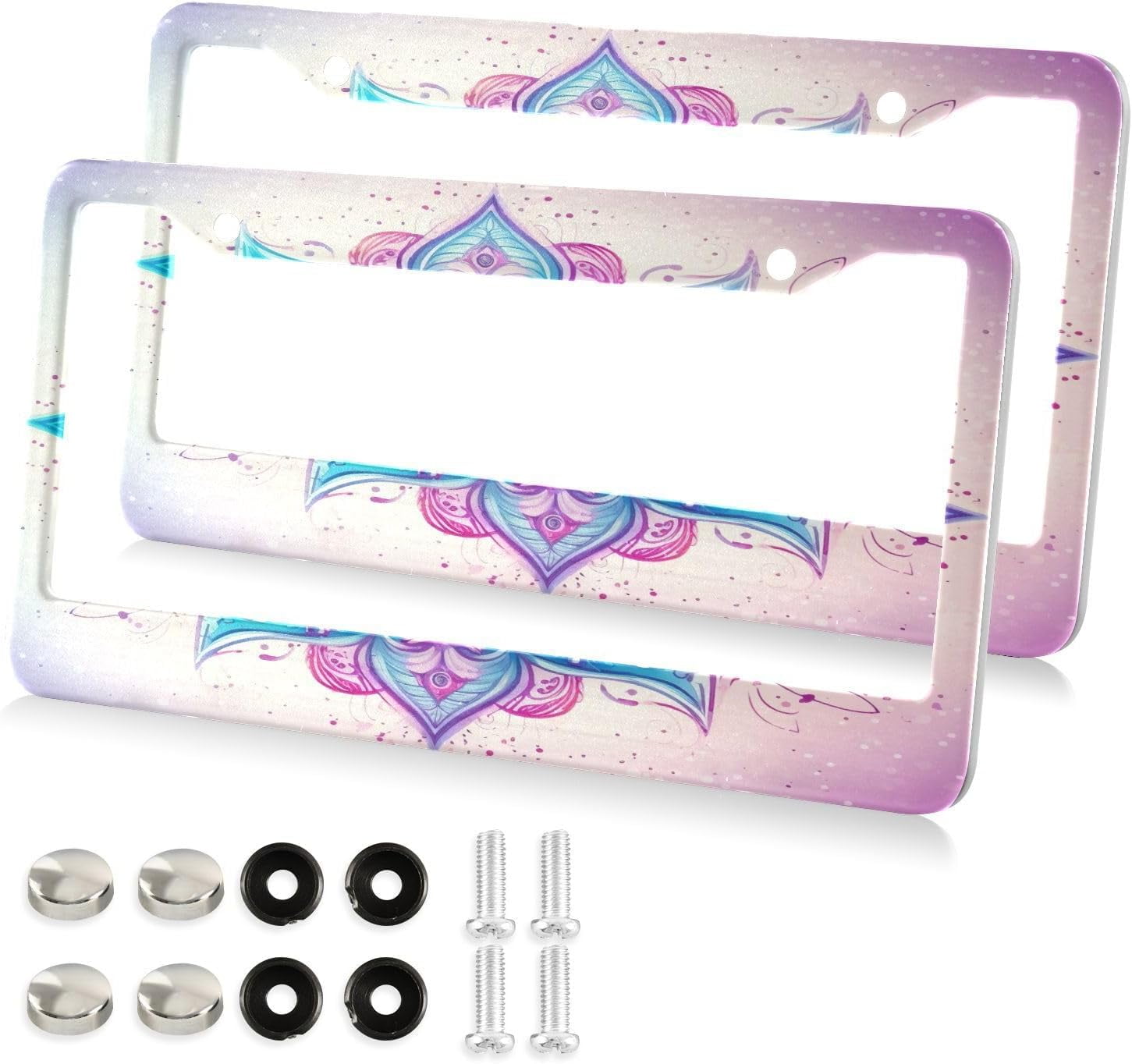 Abstract Flowers License Plate Frame, Aluminum Car Tag Frames, 2 Pack ...