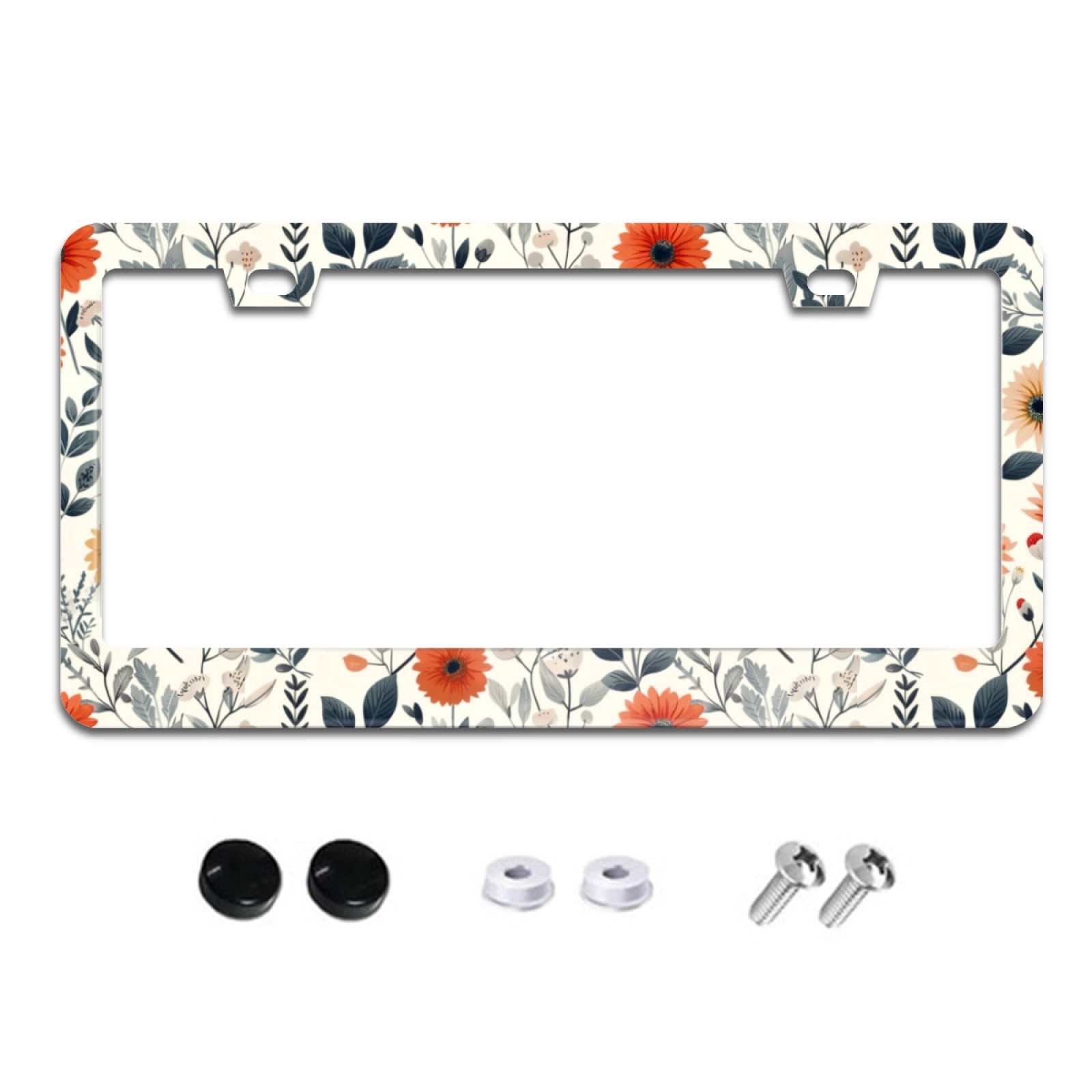 Abstract Flowers License Plate Frames for Women Men Car Plate Holder ...