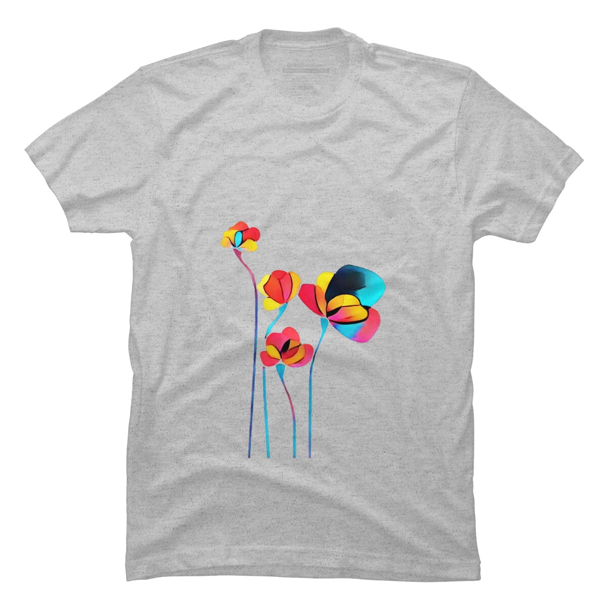 Abstract Flowers Mens Athletic Heather Cream Graphic Tee - Design By ...