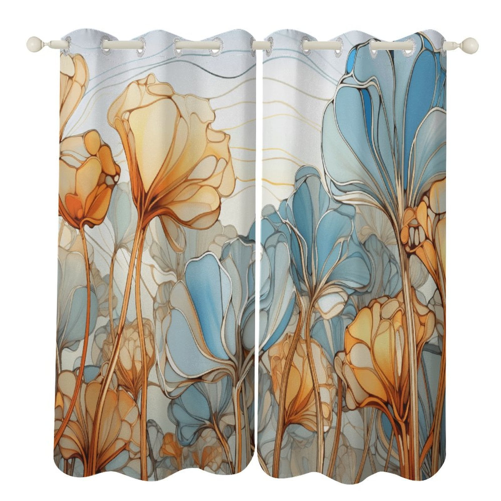 Abstract Flowers Modern Window for Living Room Curtains for Child ...