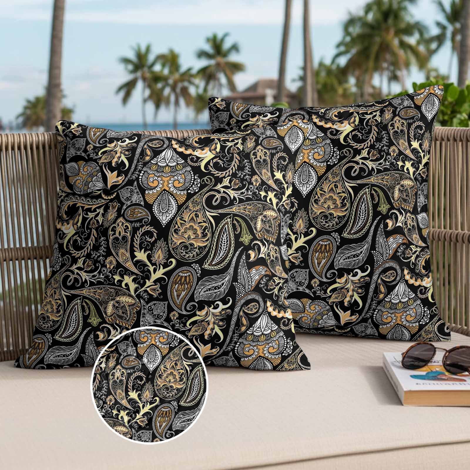 Abstract Flowers Outdoor Waterproof Throw Pillow Covers Set of 2, 26 ...