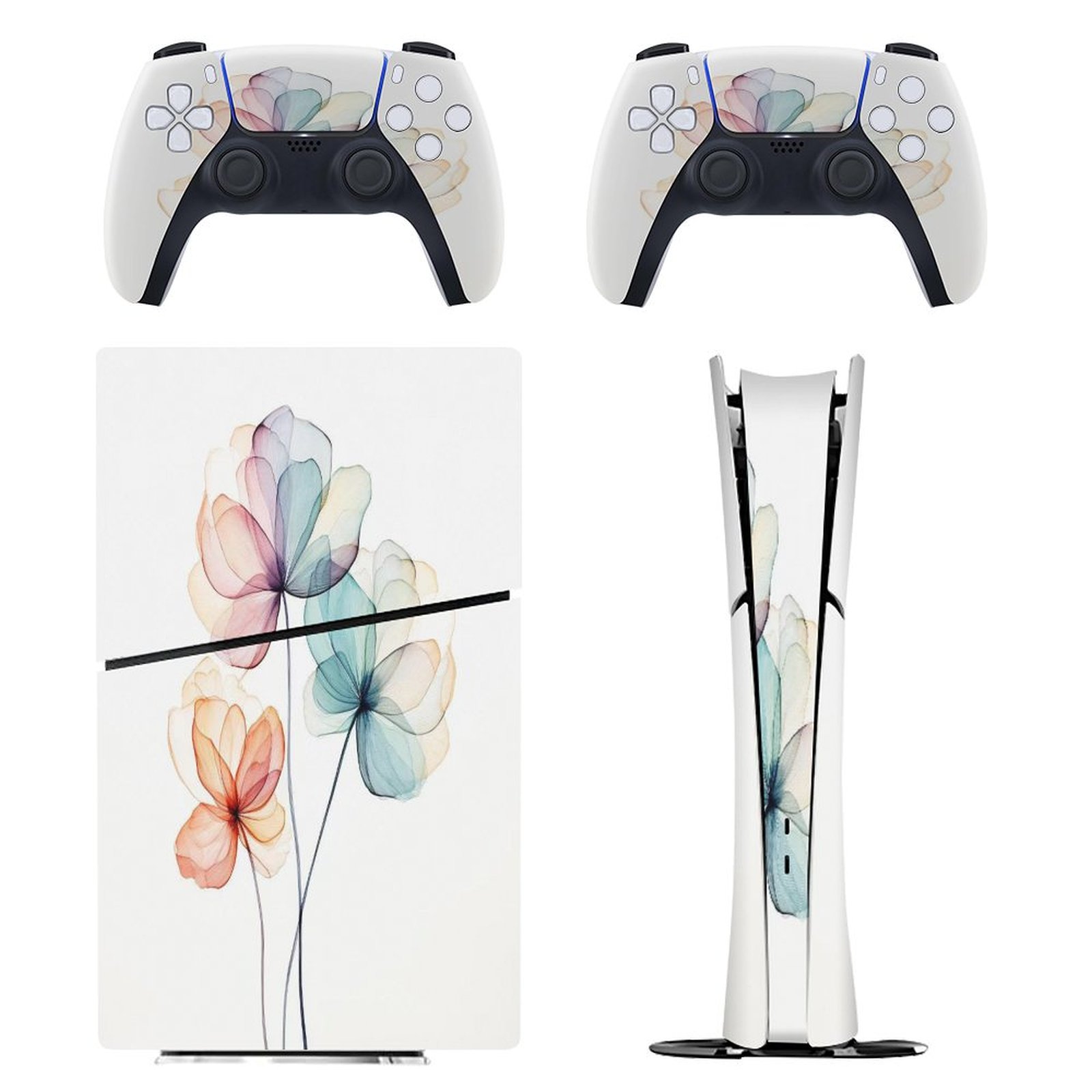 Abstract Flowers PS5/PS5 Slim Digital Disc Skin Sticker For Console And ...