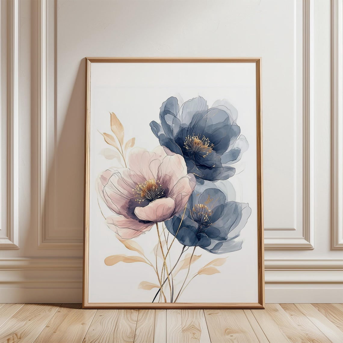Abstract Flowers Print Watercolor Style Clipart Living Room Decor ...