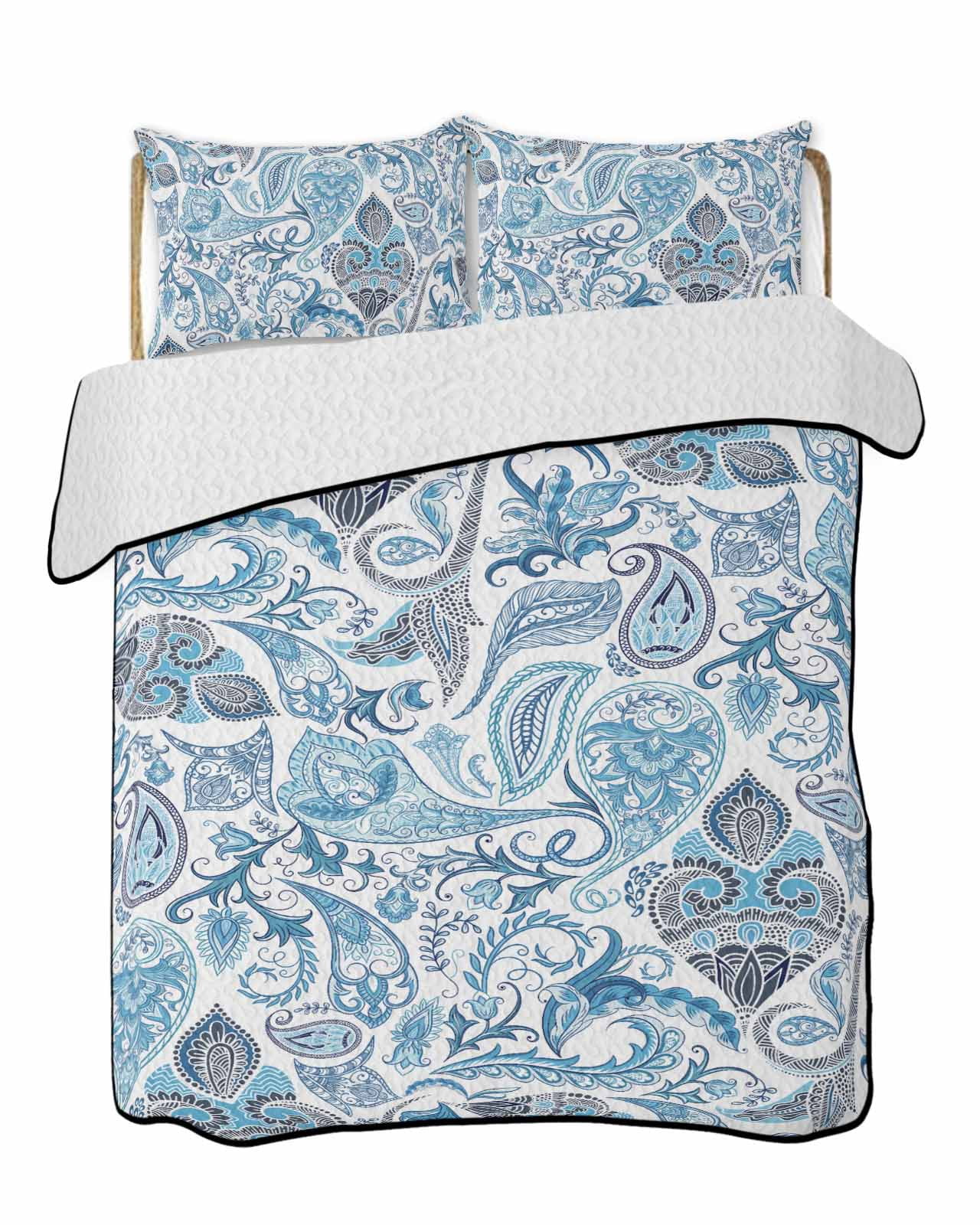 Abstract Flowers Quilts Bedding Set Full Size Retro Paisley Floral ...