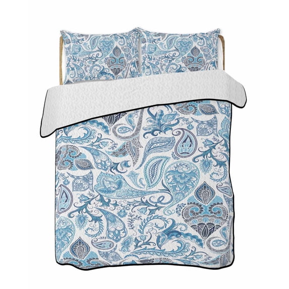 Abstract Flowers Quilts Bedding Set Full Size Retro Paisley Floral ...