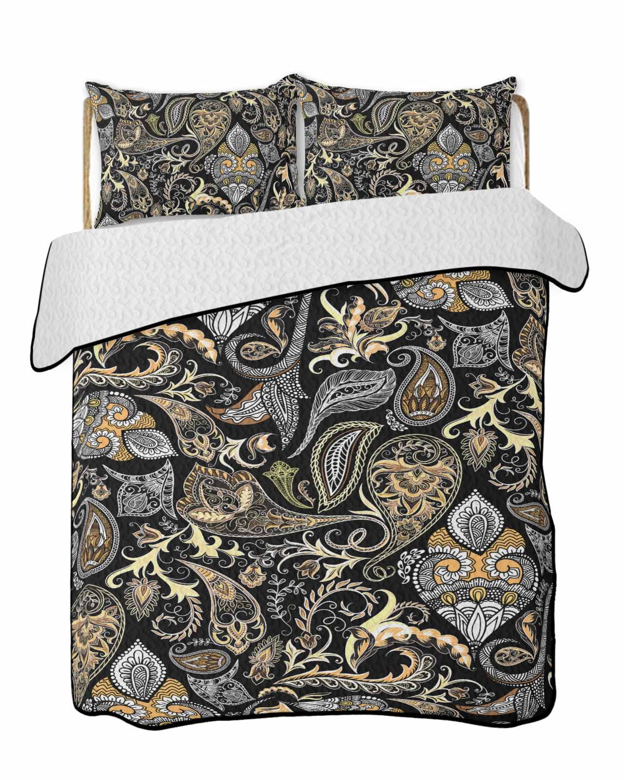 Abstract Flowers Quilts Bedding Set King Size Retro Paisley Floral ...