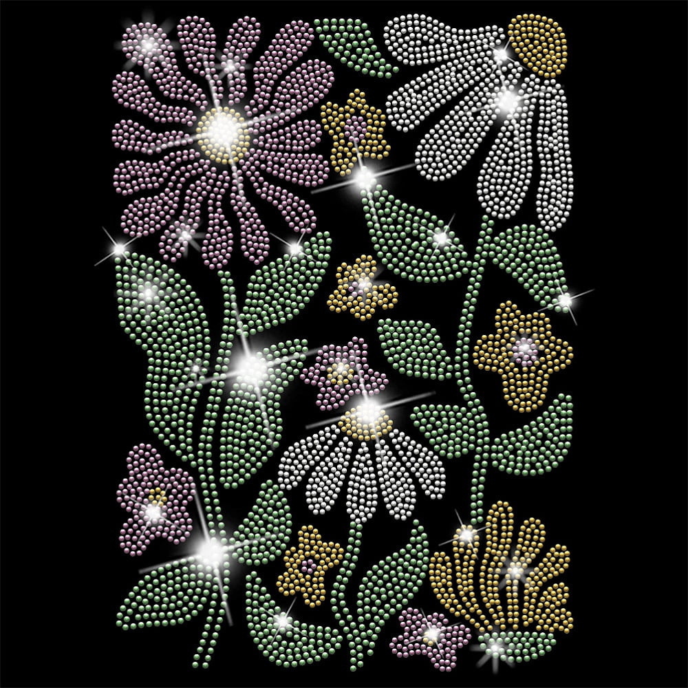 Abstract Flowers Rhinestone Decals Flower and Leaves Rhinestone ...