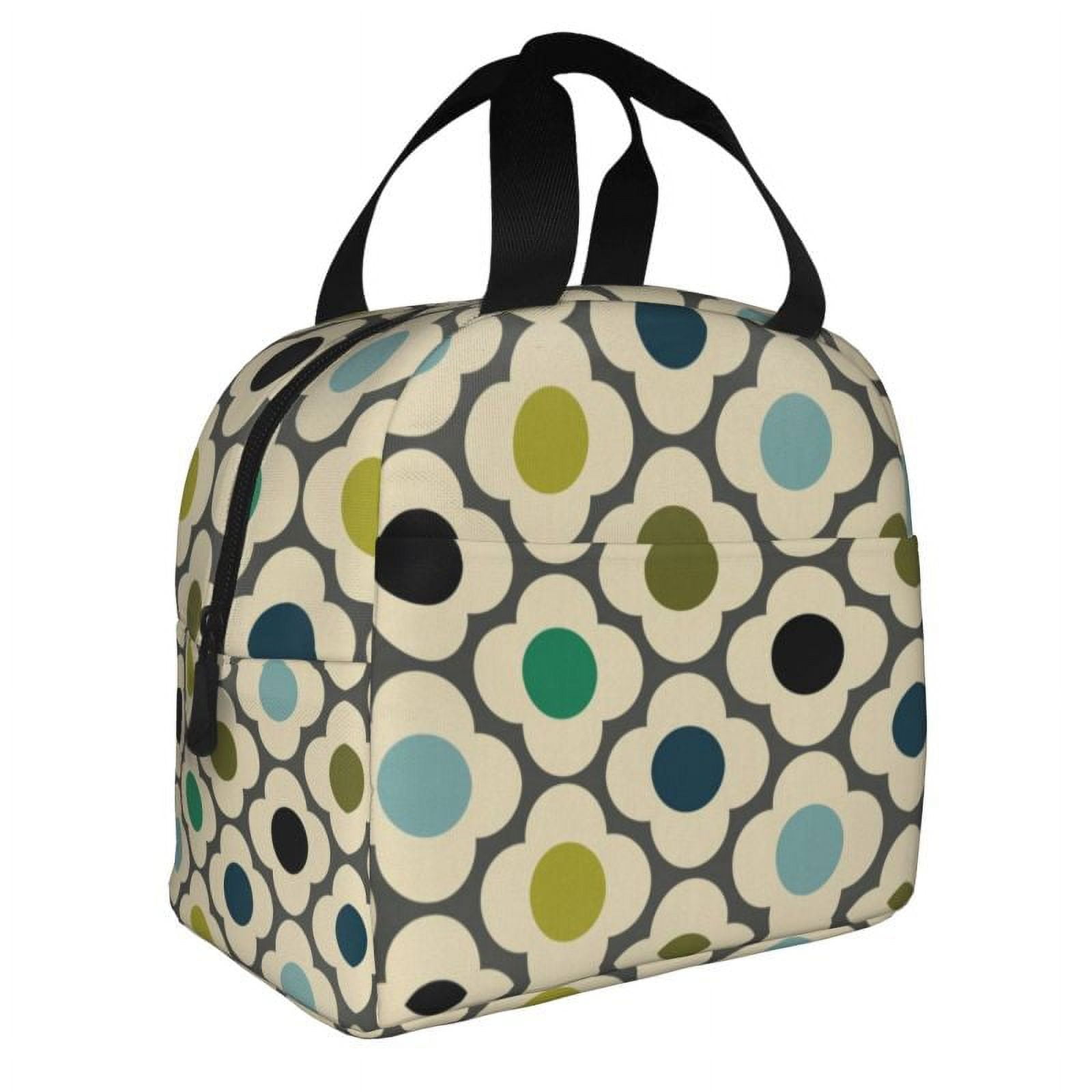 Abstract Flowers Scandinavian Insulated Lunch Bag Resuable Geometric ...