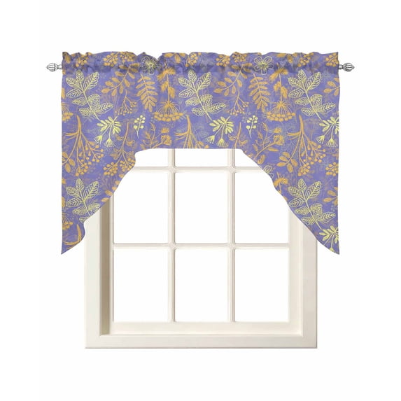 Abstract Flowers Swag Valance for Window, Orange Yellow Dandelion ...