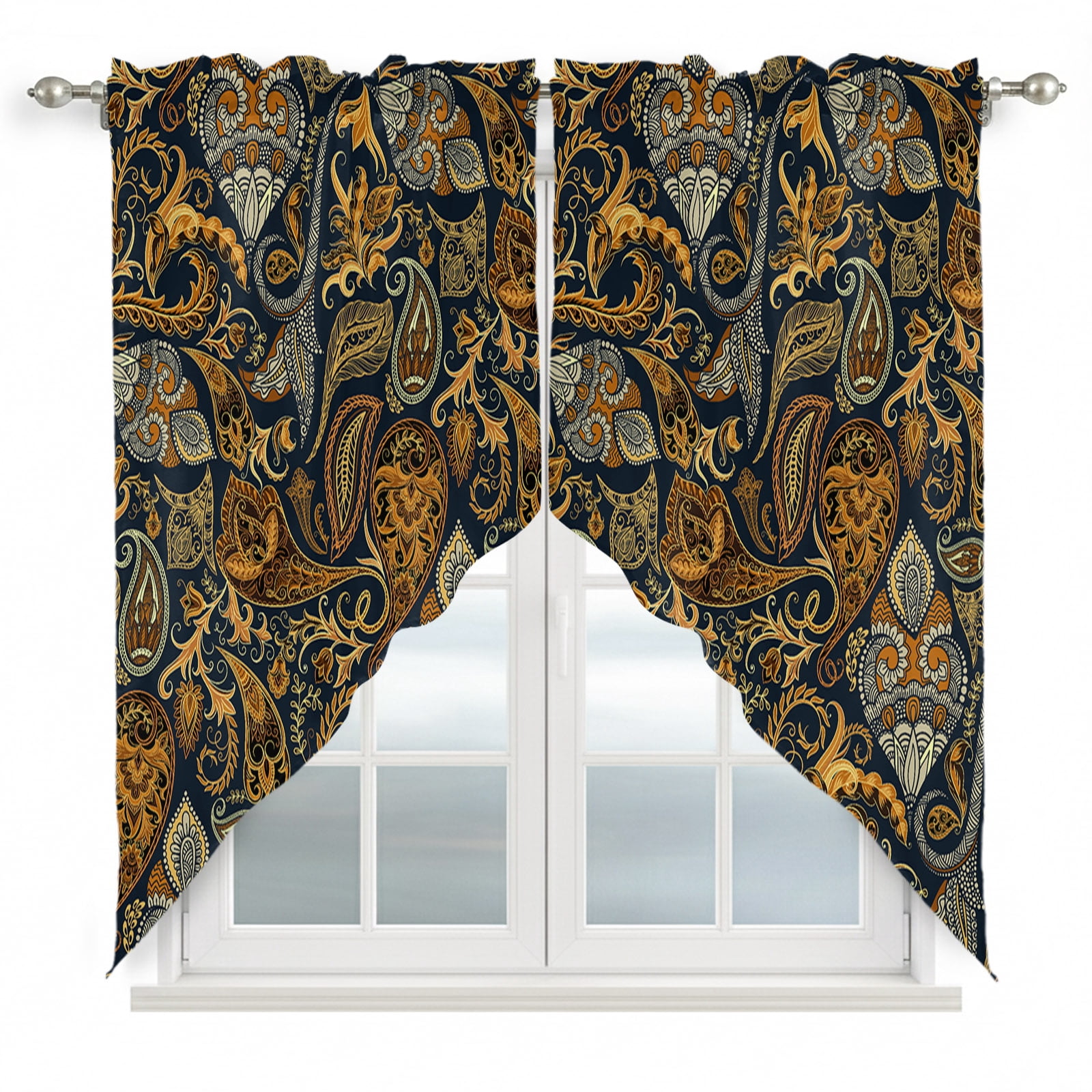 Abstract Flowers Swag Valances for Windows 36 inches Long, Retro ...