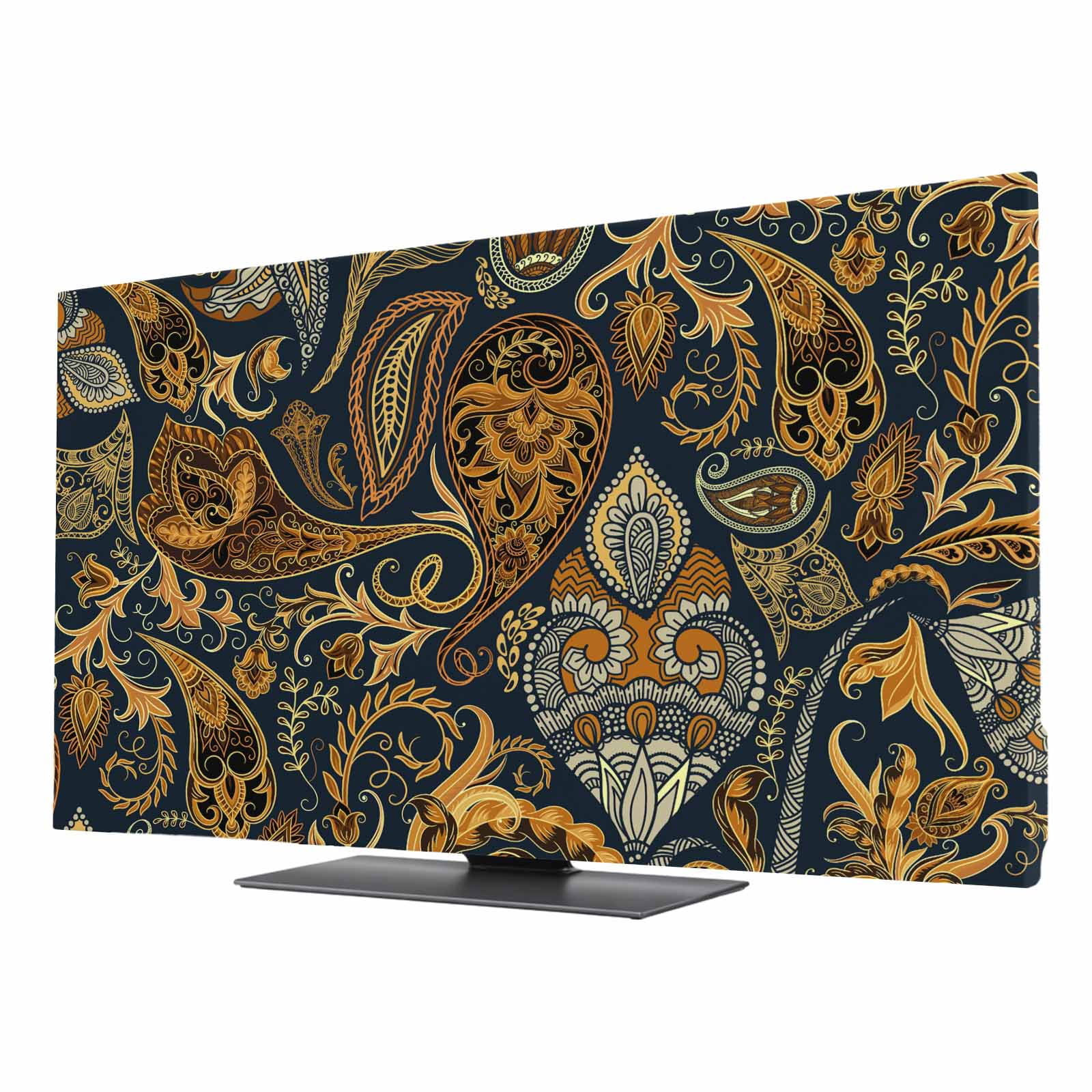 Abstract Flowers TV Dust Cover 24 Inch, Retro Paisley Floral Pattern ...
