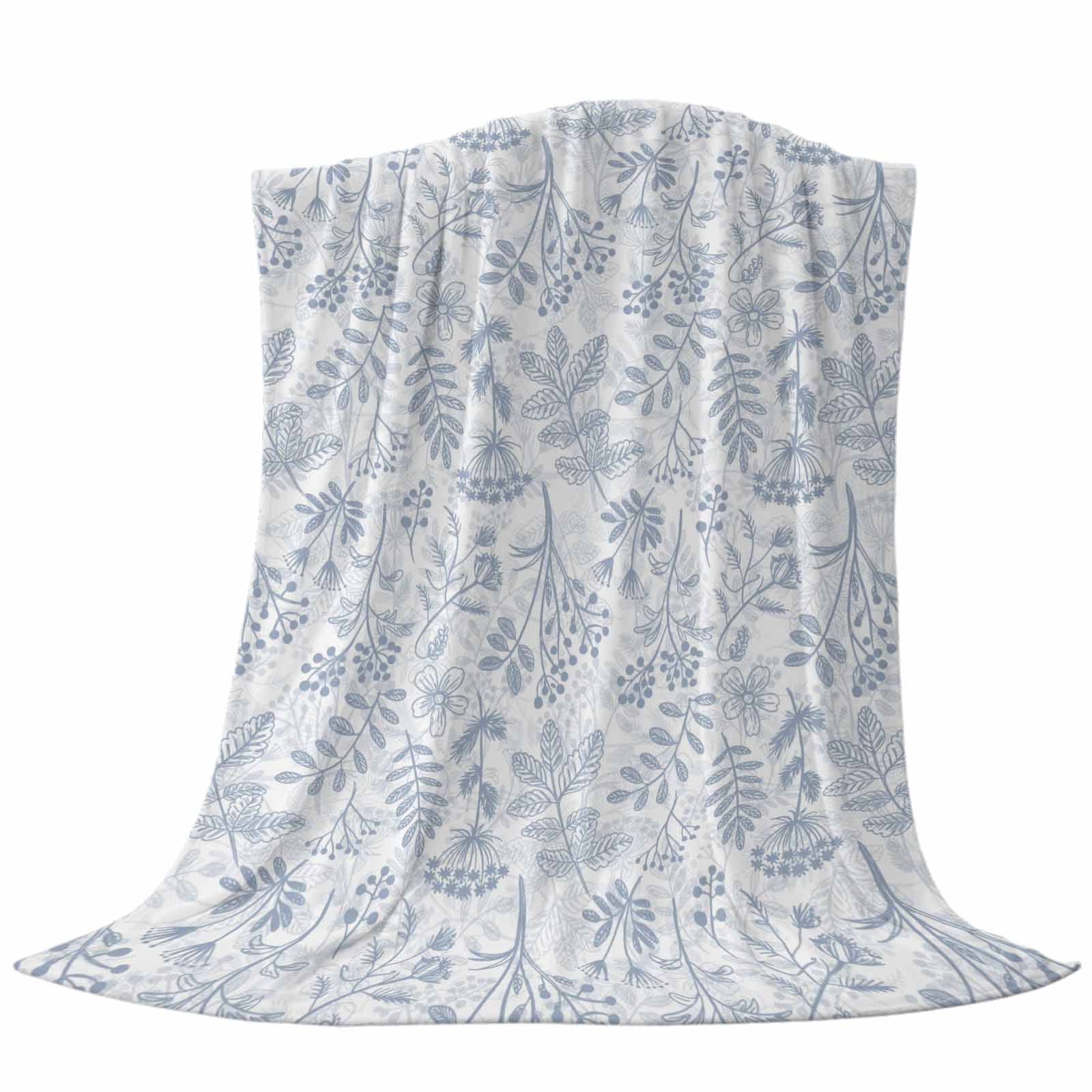Abstract Flowers Throw Flannel Blanket Light Blue Dandelion Lavender ...
