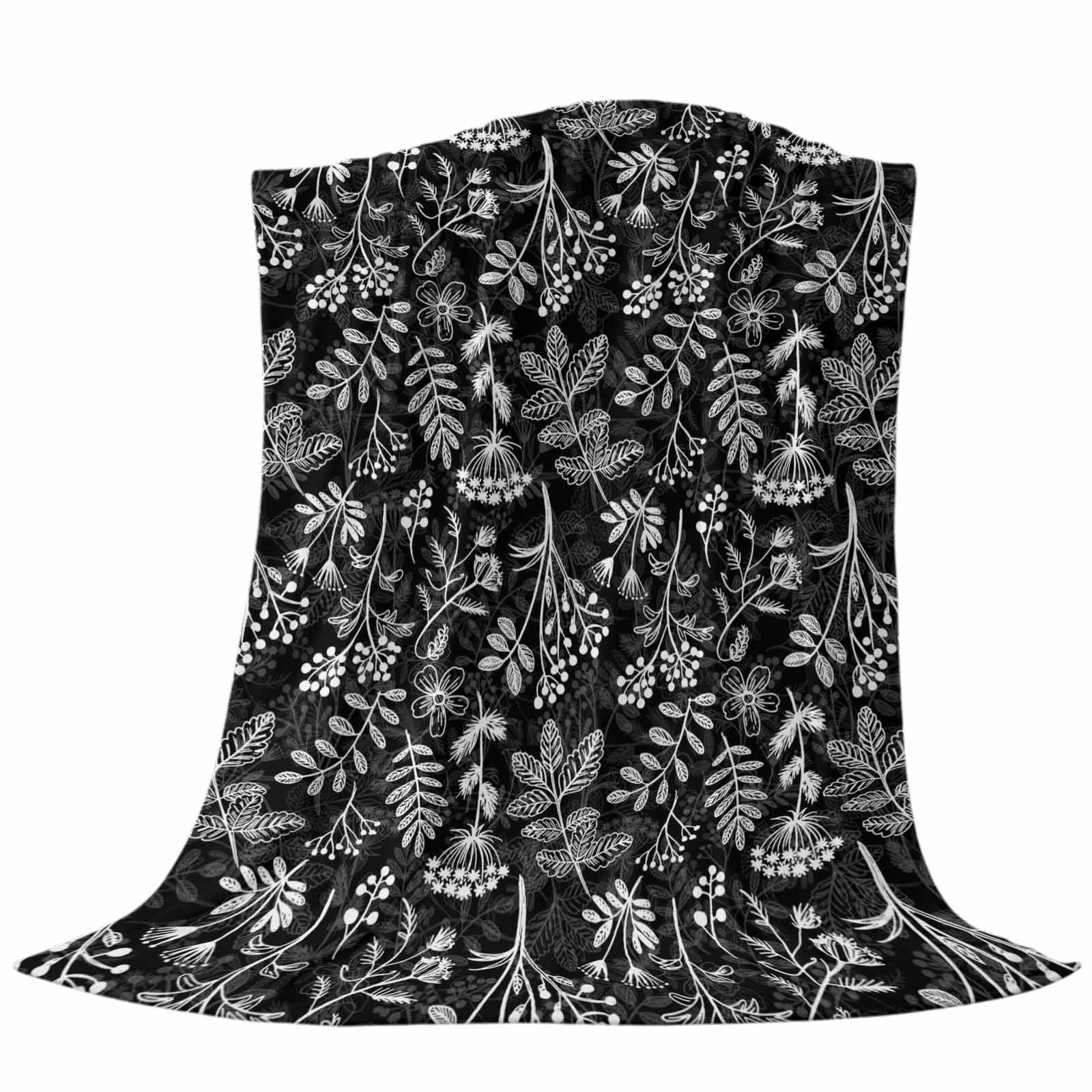 Abstract Flowers Throw Flannel Blanket White Dandelion Lavender Floral ...