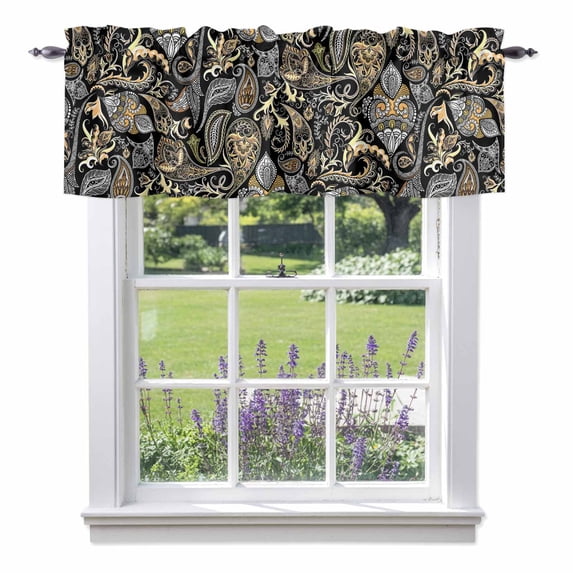 Abstract Flowers Valances for Windows Retro Paisley Floral Pattern ...