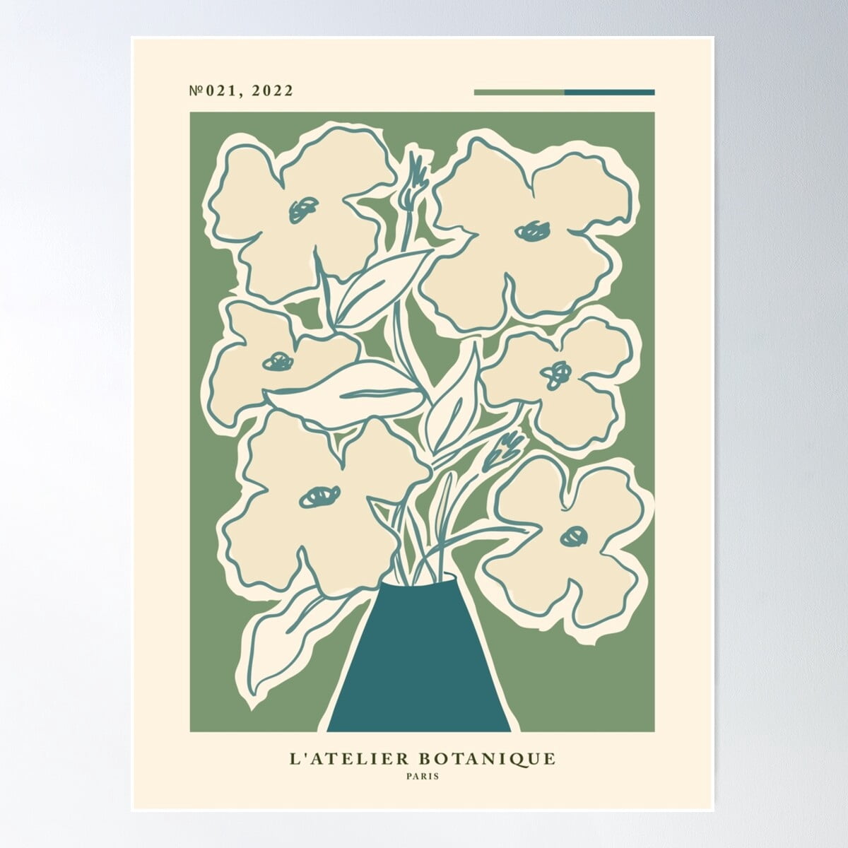 Abstract Flowers In A Vase, Sage Green, Flower Market, Paris, Retro ...