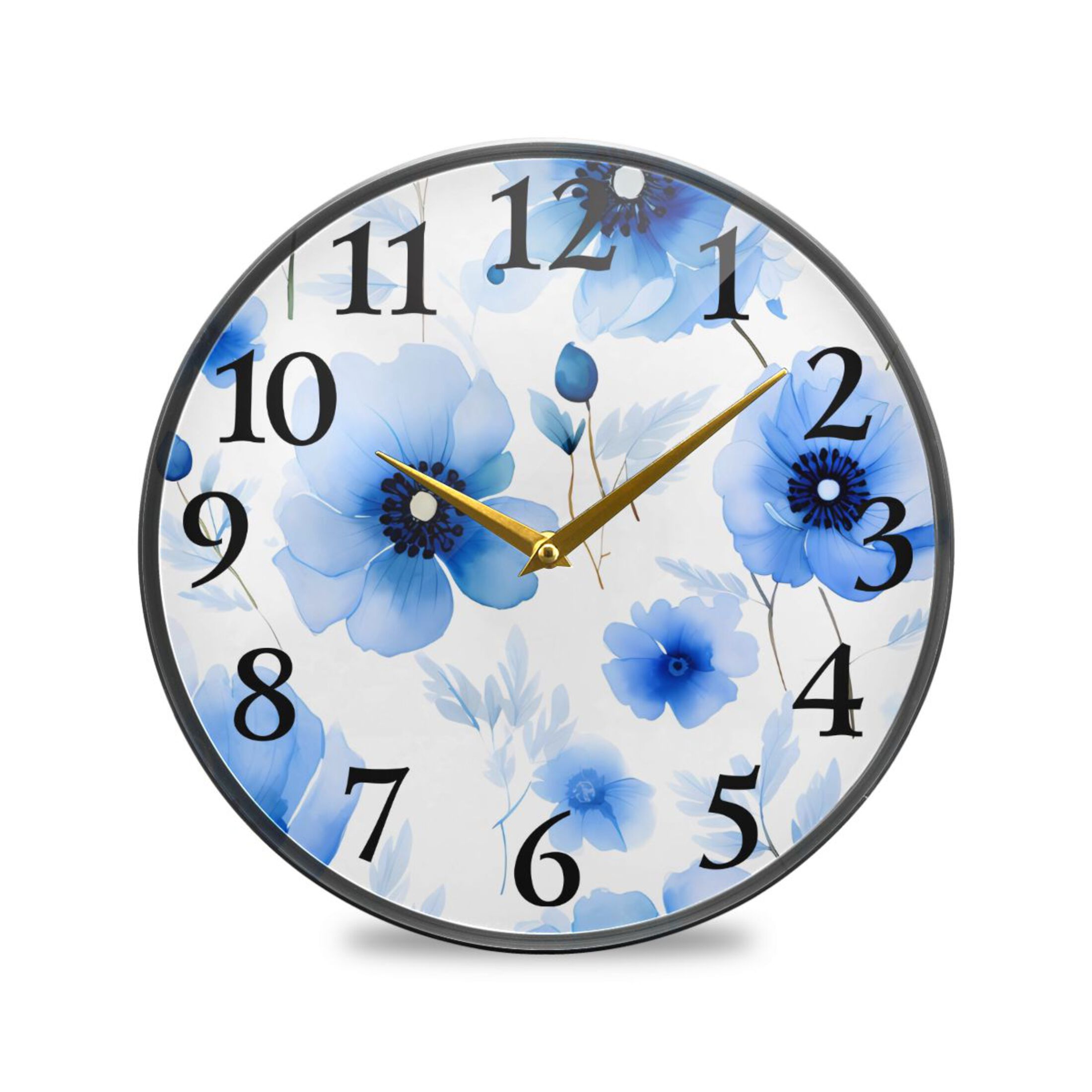 Abstract Flowers Wall Clocks Battery Operated 11.9 Inch Round Clock ...