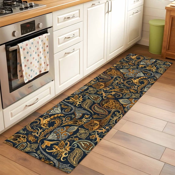 Abstract Flowers Washable Area Rug 2x6 Retro Paisley Floral Pattern ...