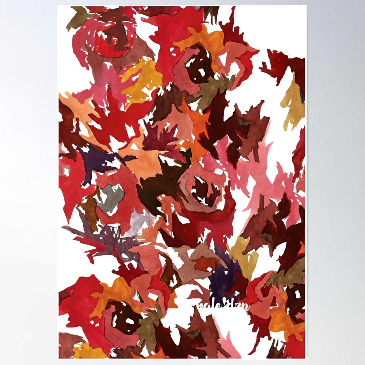 Abstract Flowers Watercolors Poster Wall Art, Modern Wall Decor For ...