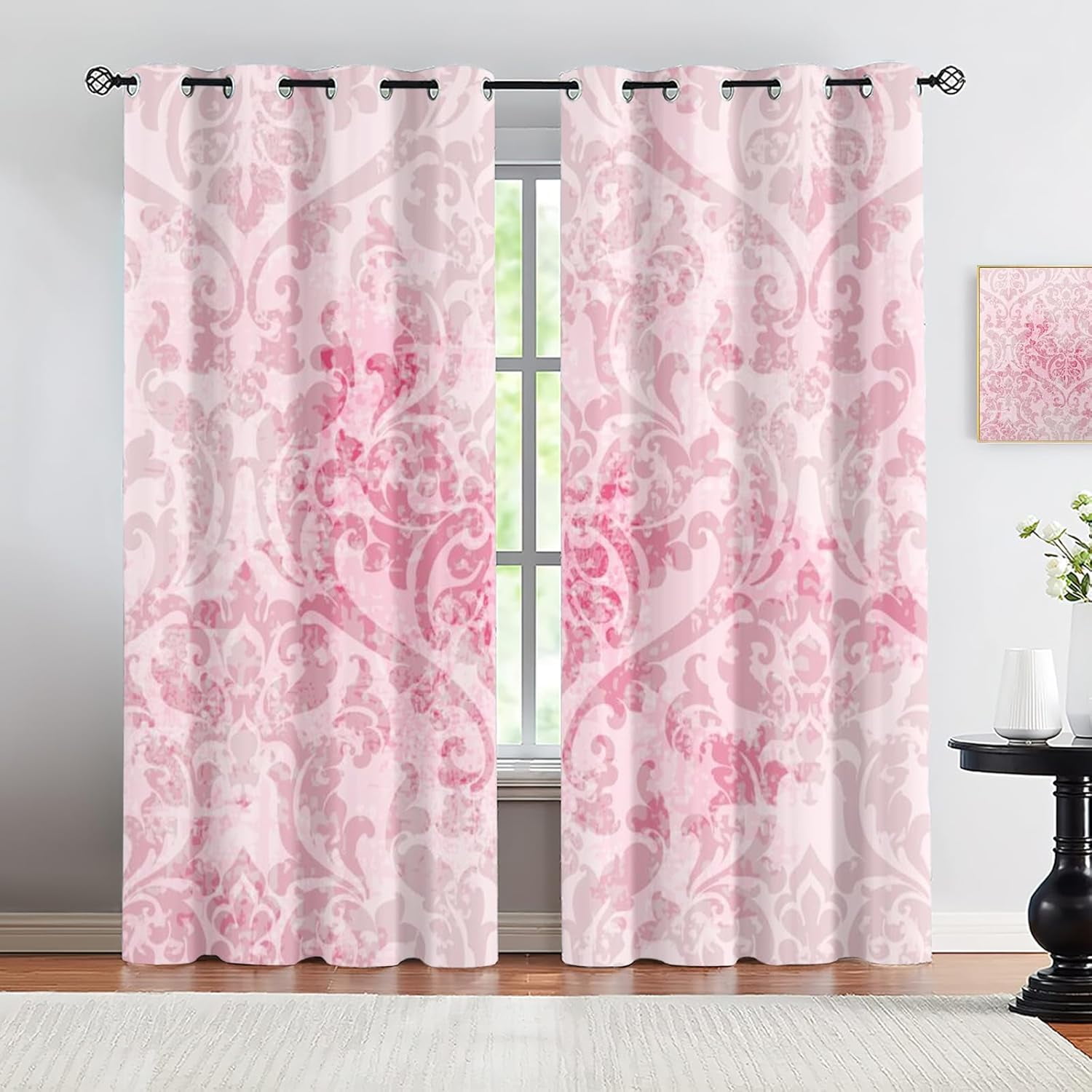 Abstract Flowers Window Curtains, Ethnic Style Blackout Privacy Drapes ...