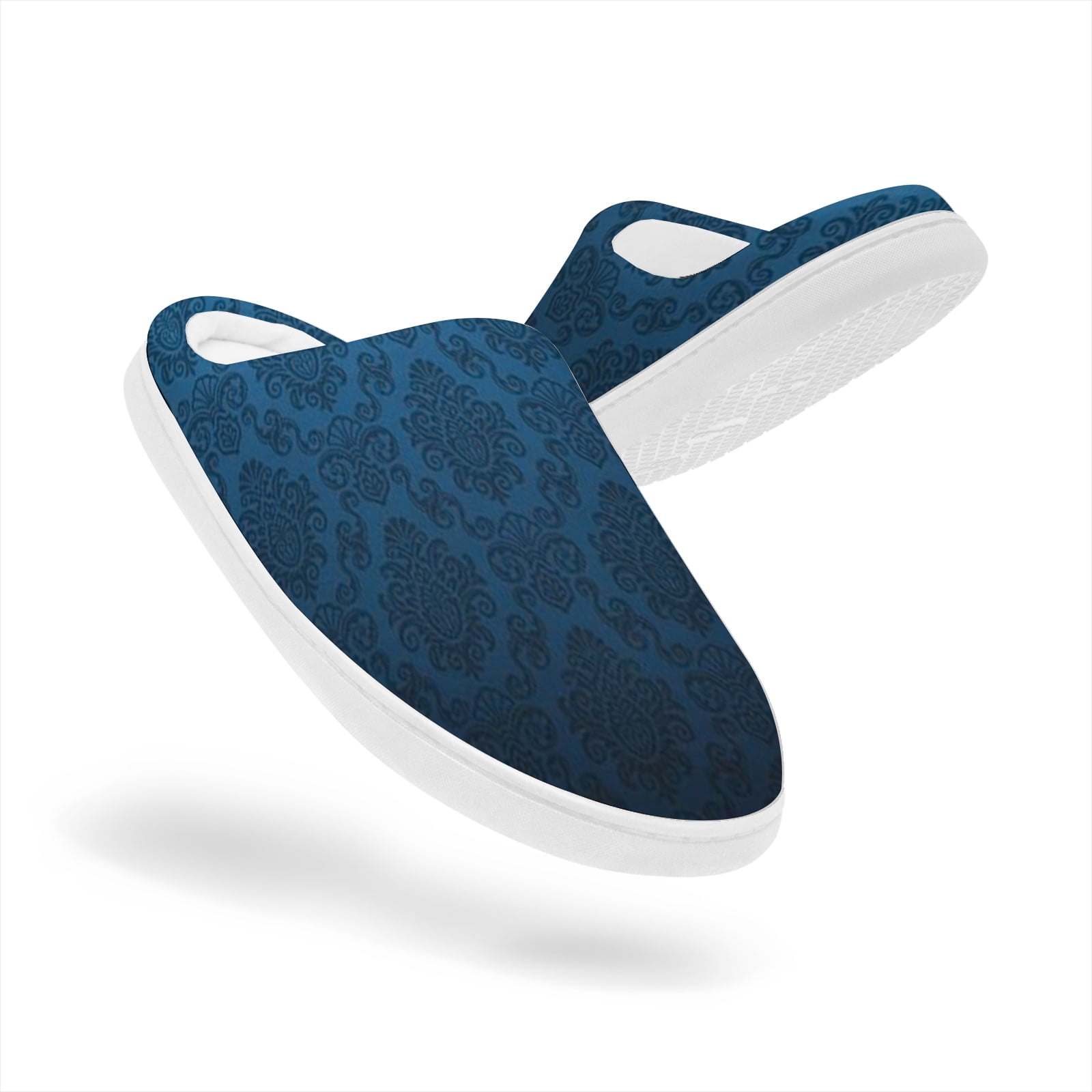 Abstract Flowers,Womens Cozy Scuff Slippers Slip On,Damask Seamless ...