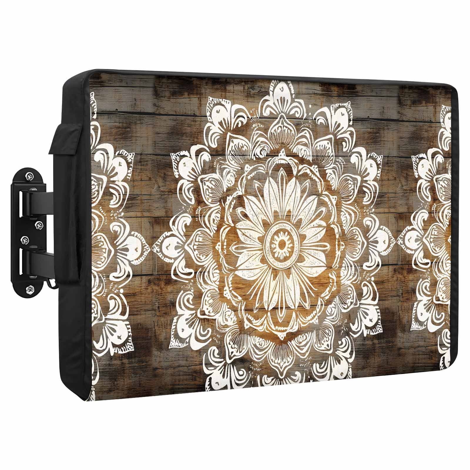 Abstract Flowers Yellow Outdoor TV Cover 40 to 43 Inch Vintage Wood ...