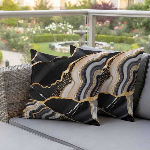 Abstract Flowing Marble Fluid Art Waterproof Throw Pillow Covers Set of ...