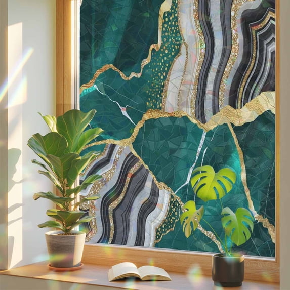Abstract Flowing Marble Fluid Art Window Privacy Film, Rainbow Film ...