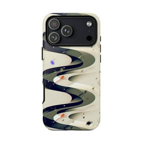 Abstract Flowing Wavy Black Ribbons Pattern Case for iPhone 11,12,13,14 ...