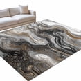 Abstract Fluid Area Rug, Vintage Gold Black Marble Texture Non-Slip ...