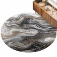Abstract Fluid Area Rug, Vintage Gold Black Marble Texture Non-Slip ...