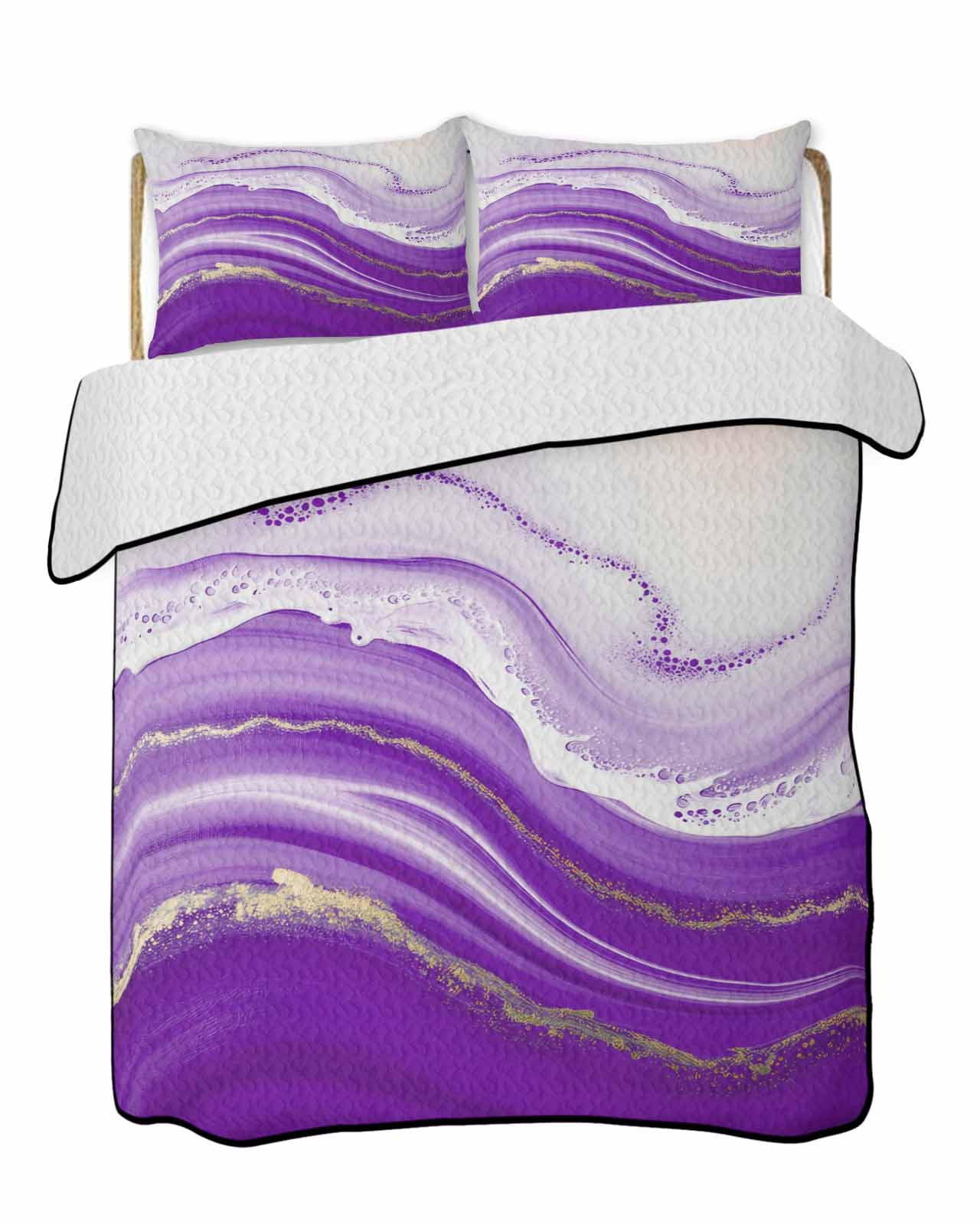 Abstract Fluid Art 3 Pieces Quilt Set, 1 Quilt with 2 Shams, Vintage ...