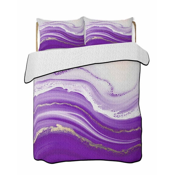 Abstract Fluid Art 3 Pieces Quilt Set, 1 Quilt with 2 Shams, Vintage ...
