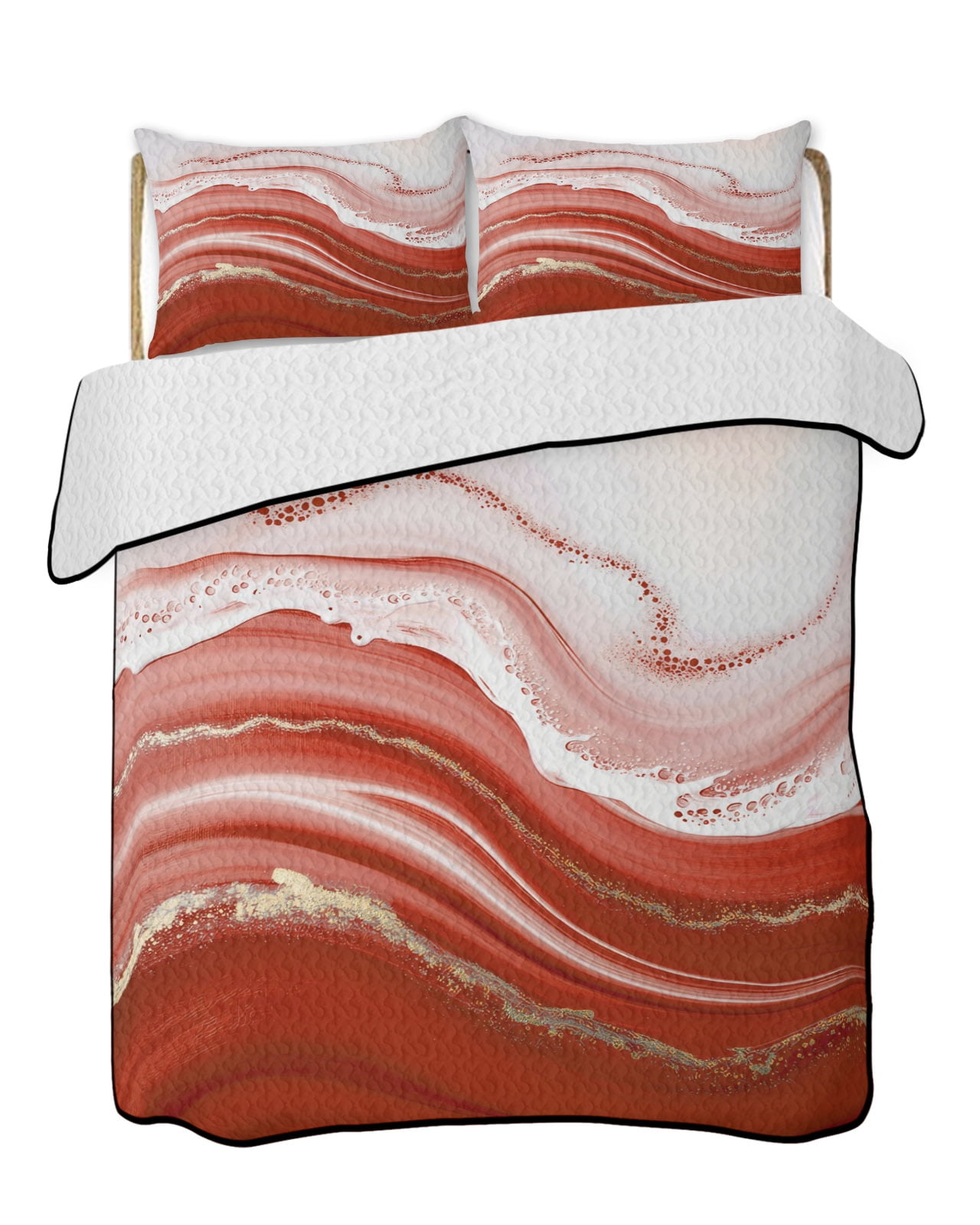 Abstract Fluid Art 3 Pieces Quilt Set, 1 Quilt with 2 Shams, Vintage ...