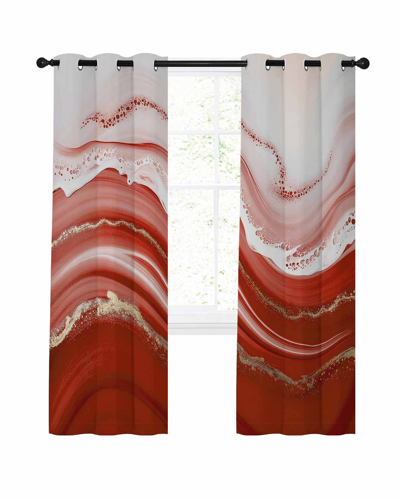 Abstract Fluid Art Blackout Curtains 72 Inch Length Vintage Red ...
