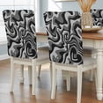 Abstract Fluid Art Chair Back Covers, Black Grey Gradient Simple Line ...
