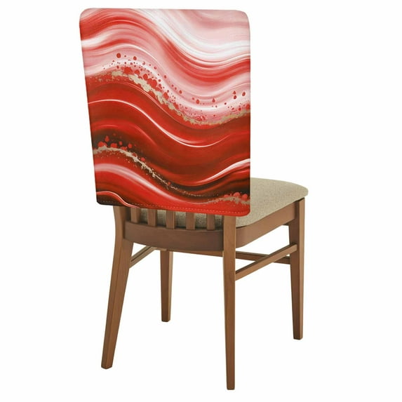 Abstract Fluid Art Chair Back Covers Set of 6, Retro Red Gradient Oil ...