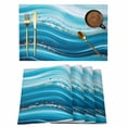 Abstract Fluid Art Cotton Linen Placemats Set of 1, Vintage Blue ...