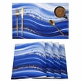 Abstract Fluid Art Cotton Linen Placemats Set of 6, Retro Blue Gradient ...