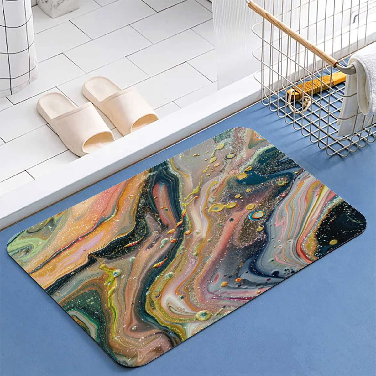 Abstract Fluid Art Diatomite Bath Mats Bathroom Absorbent Anti Slip ...