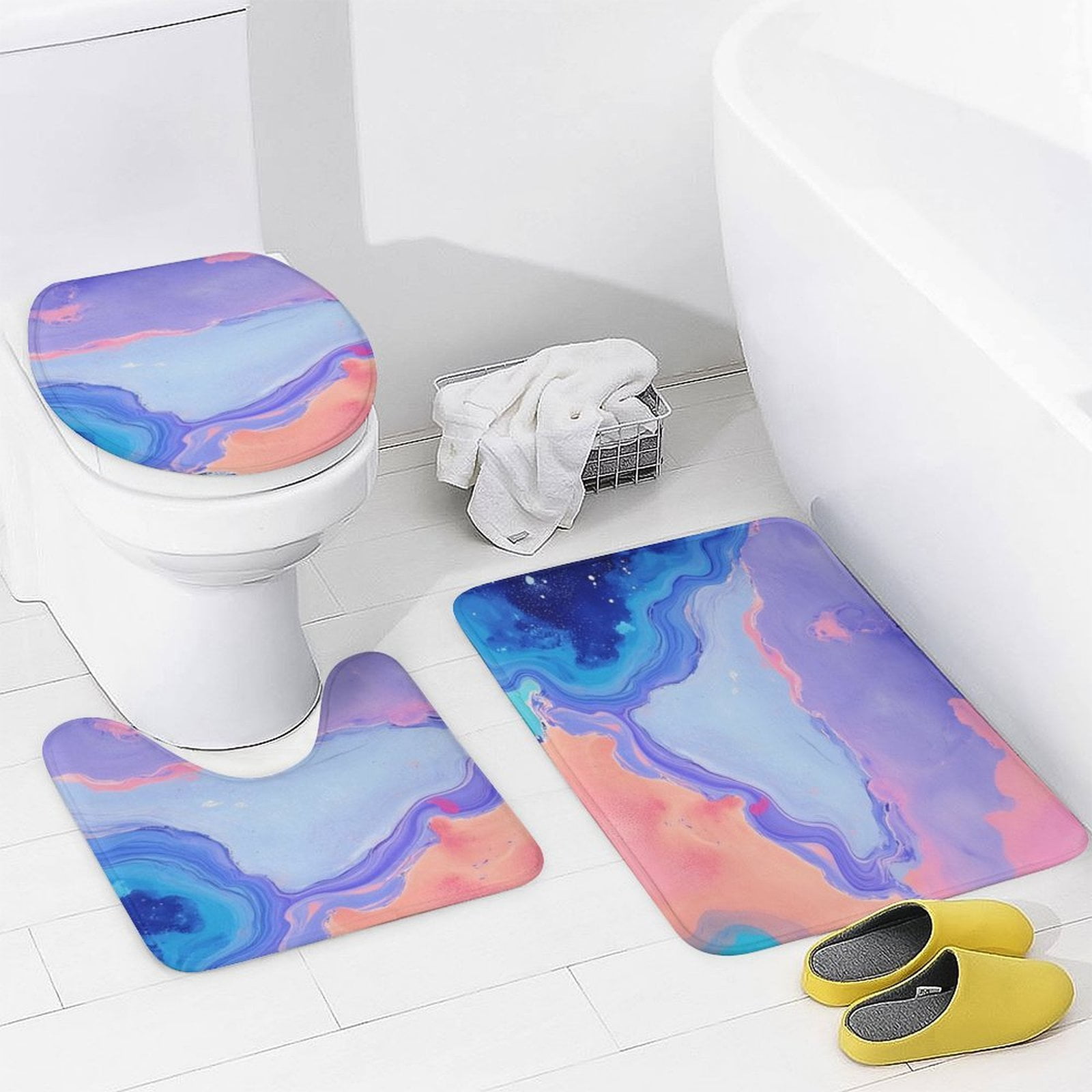 Abstract Fluid Art Print Bathroom Mats Sets 3 Piece, Bath Mat Earth ...