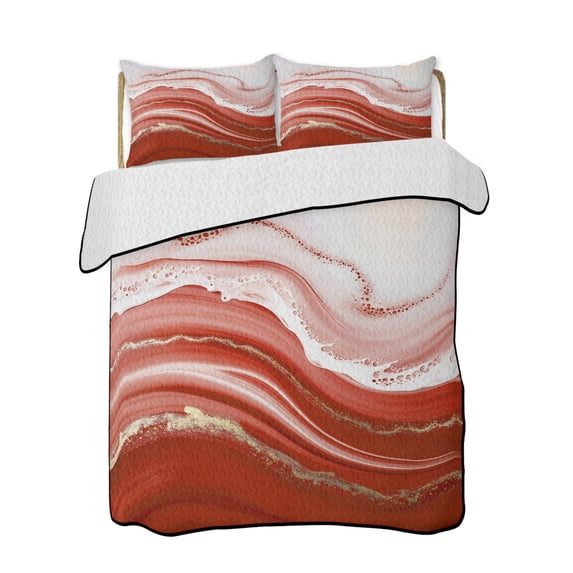 Abstract Fluid Art Quilts Bedding Set California King Vintage Red ...