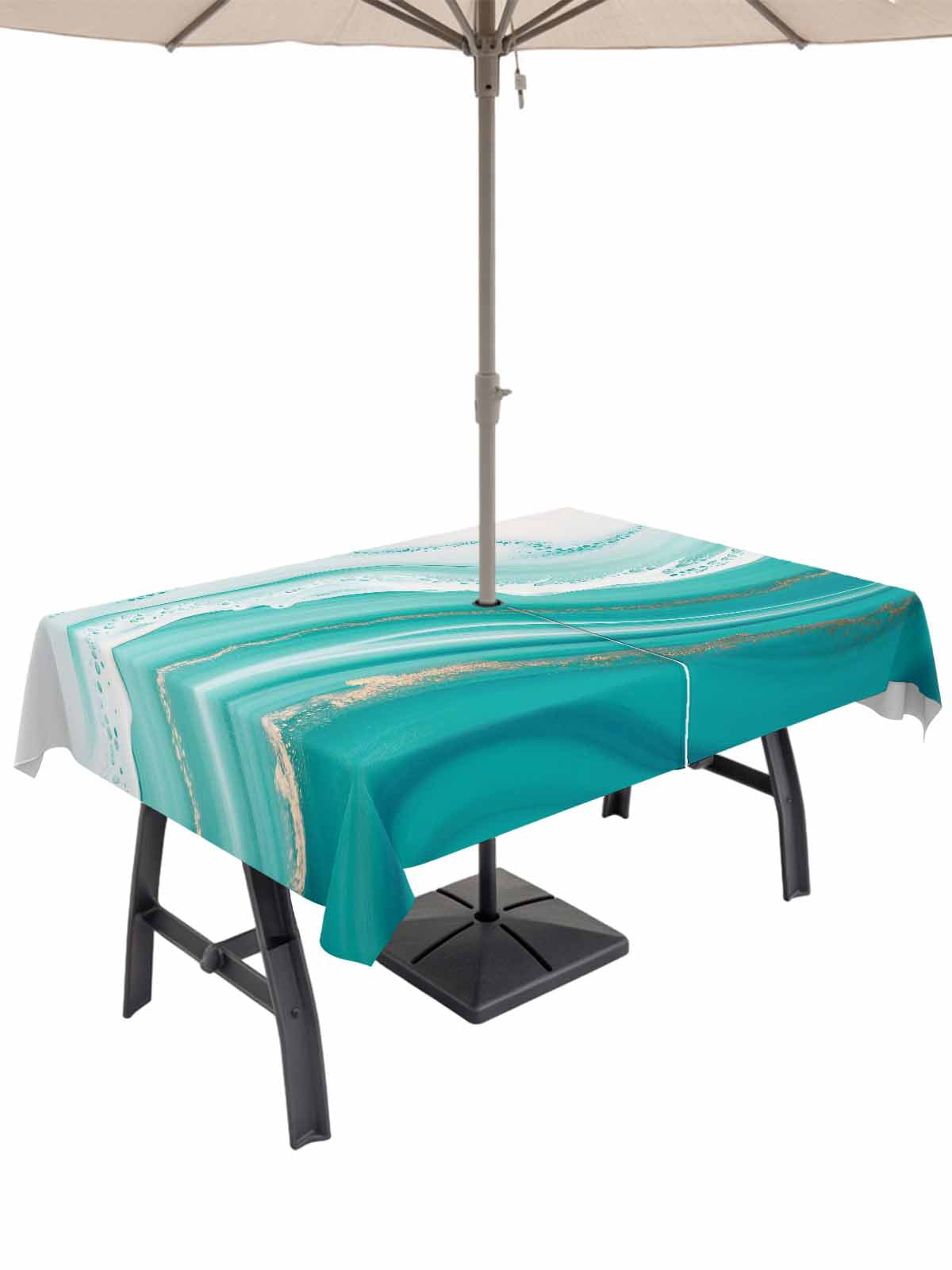 Abstract Fluid Art Rectangle Outdoor Tablecloth with Umbrella Hole ...