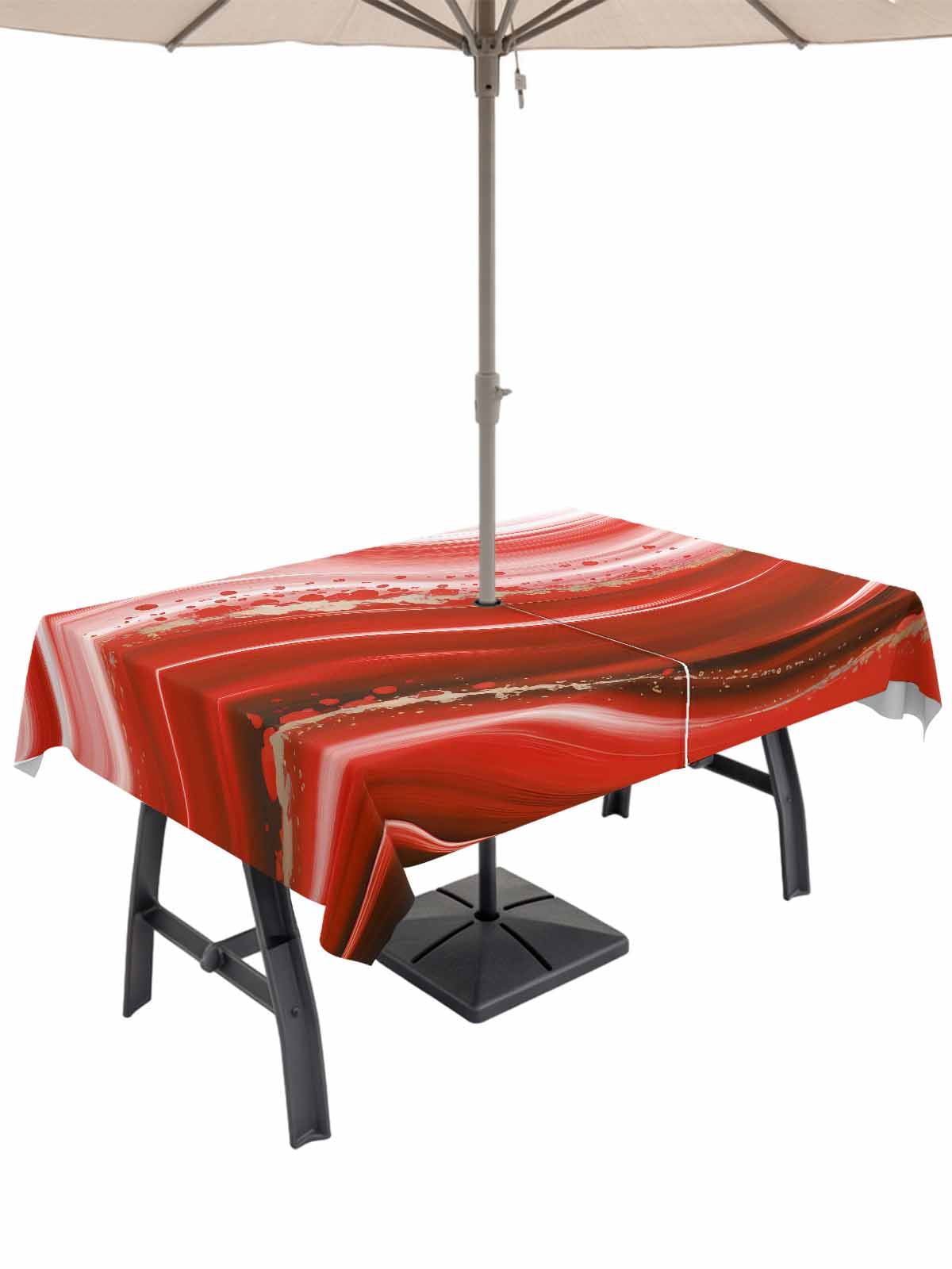 Abstract Fluid Art Rectangle Outdoor Tablecloth with Umbrella Hole ...